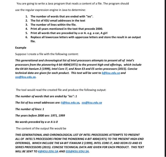 Solved You are going to write a Java program that reads a | Chegg.com