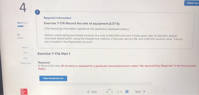 Solved Check my 4 Pantot Required information Exercise 7-17A | Chegg.com