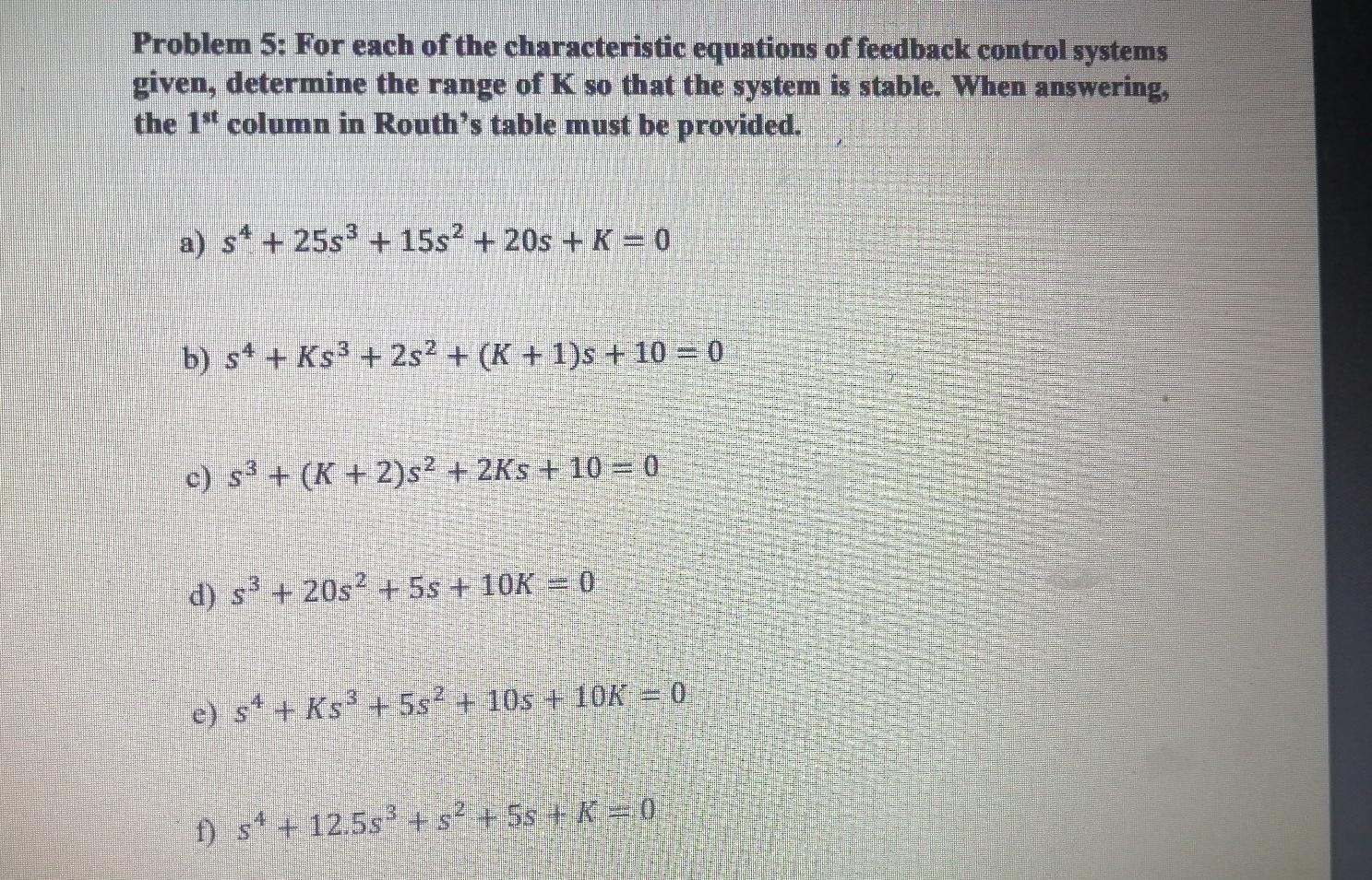Solved Problem 5: For each of the characteristic equations | Chegg.com