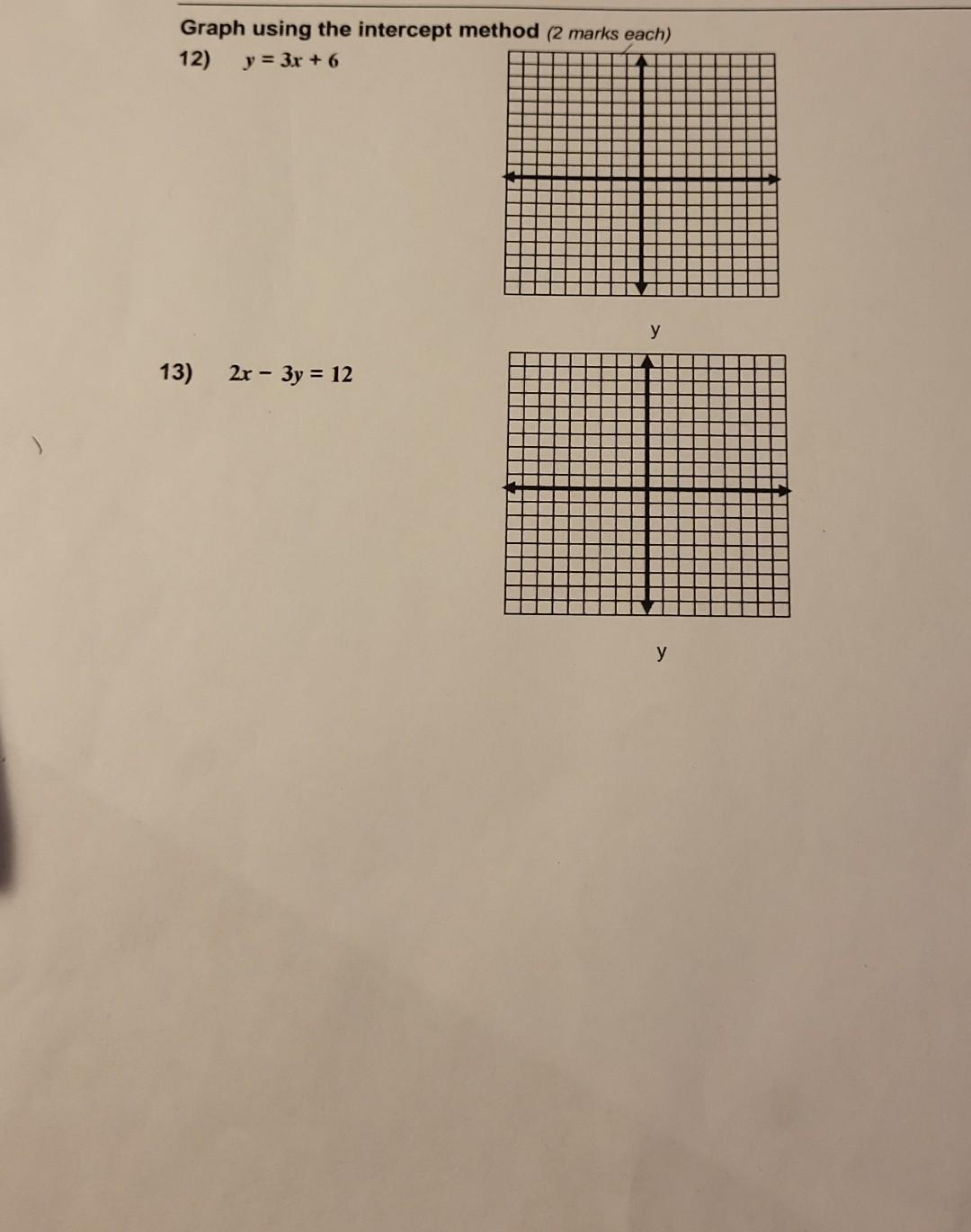 Solved Graph using the intercept method (2 marks each) 12) | Chegg.com