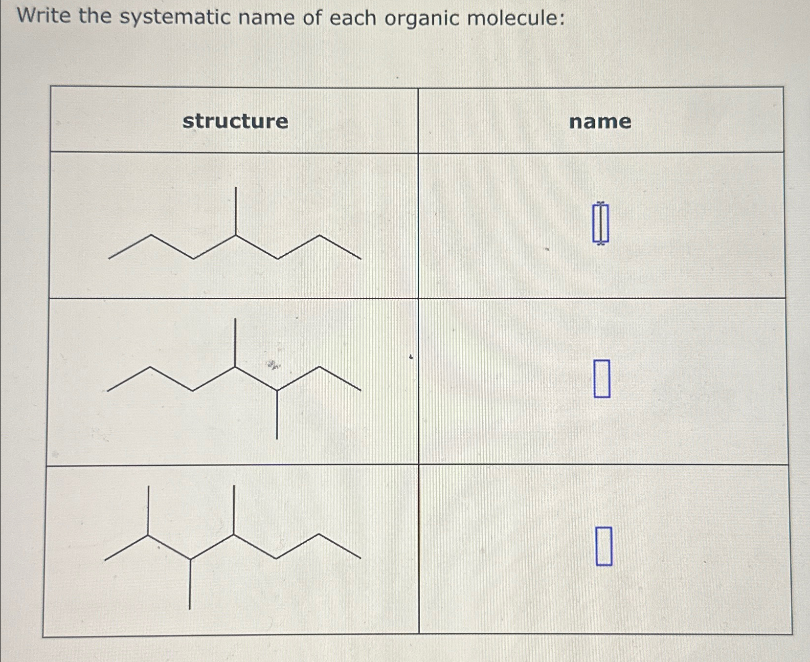 Solved Write the systematic name of each organic | Chegg.com