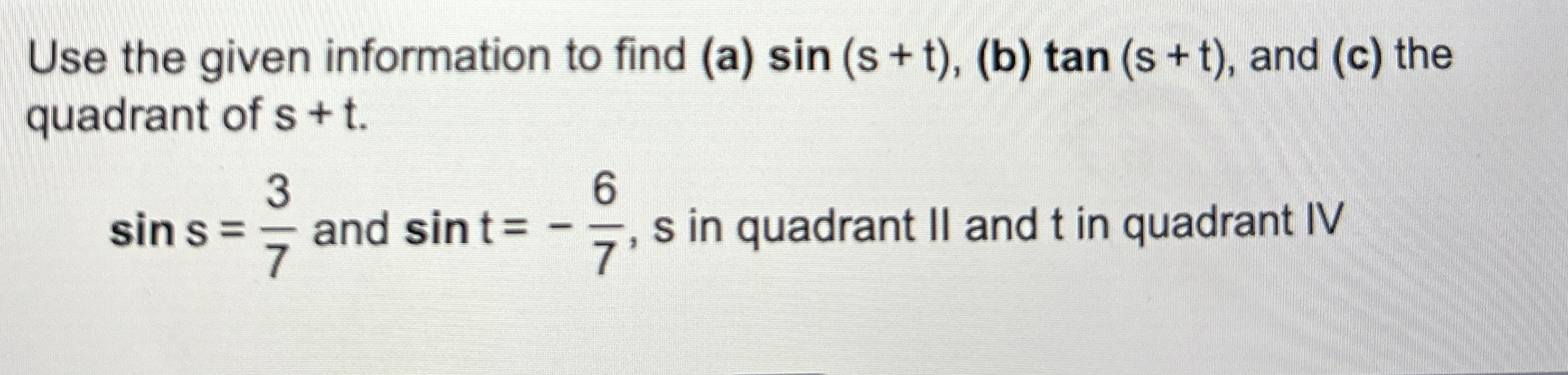 Solved Use the given information to find | Chegg.com