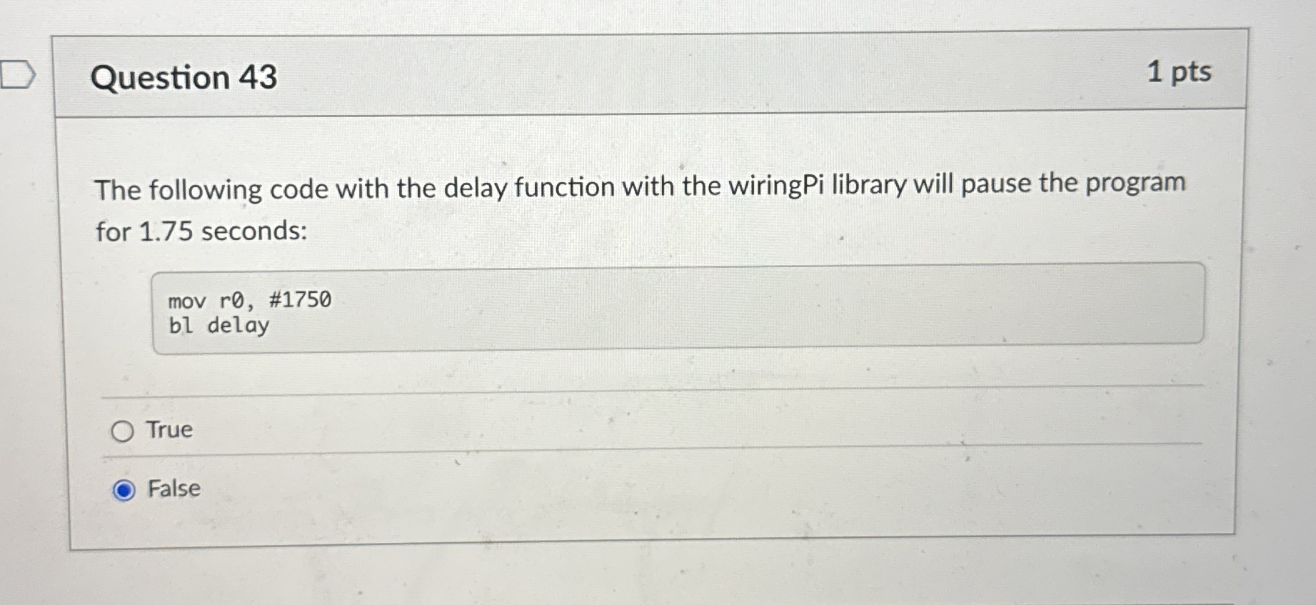 Solved Question 431 ﻿ptsThe following code with the delay | Chegg.com