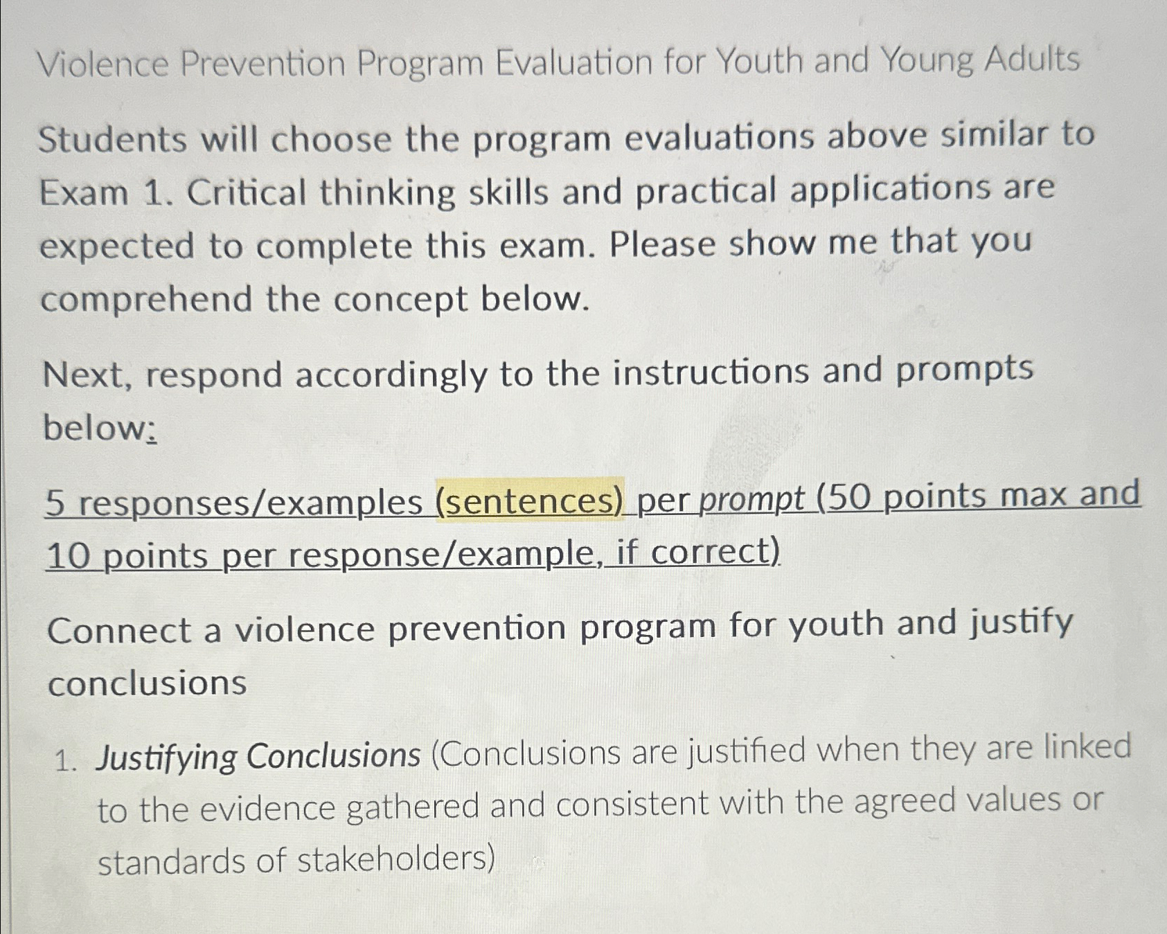Solved Violence Prevention Program Evaluation for Youth and | Chegg.com