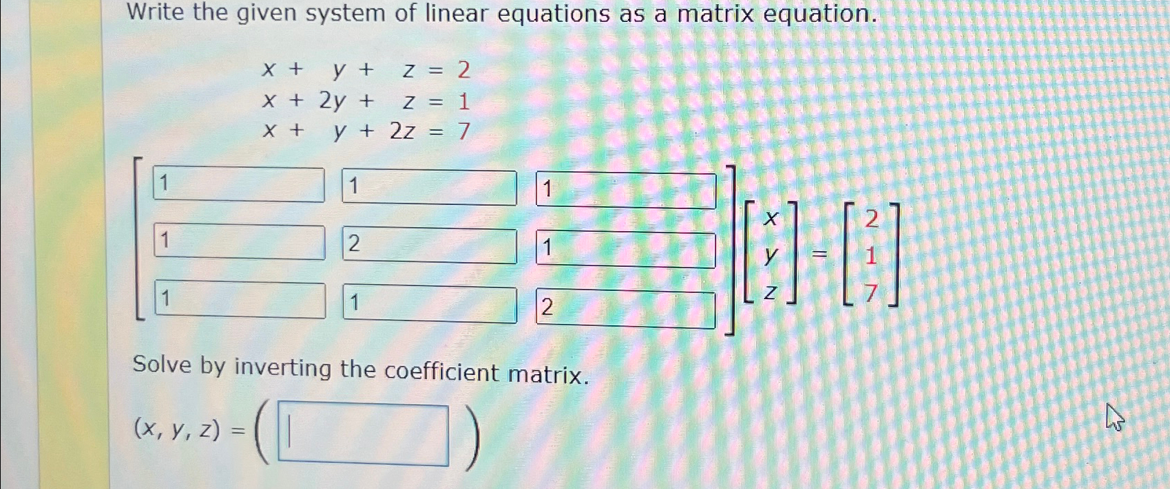 Solved Write the given system of linear equations as a | Chegg.com