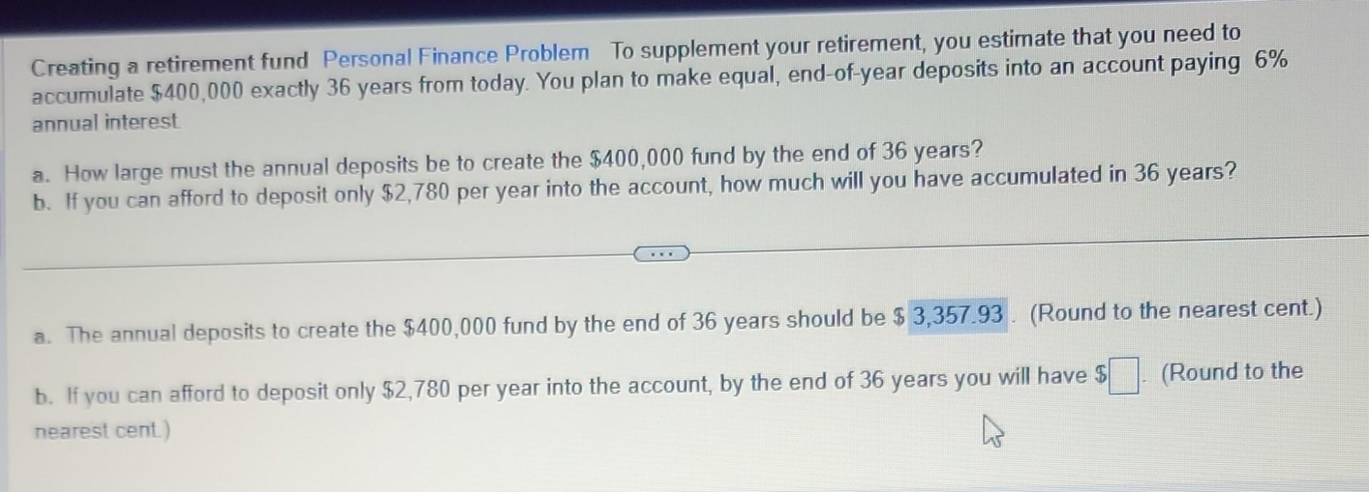 Solved Creating a retirement fund Personal Finance Problem | Chegg.com