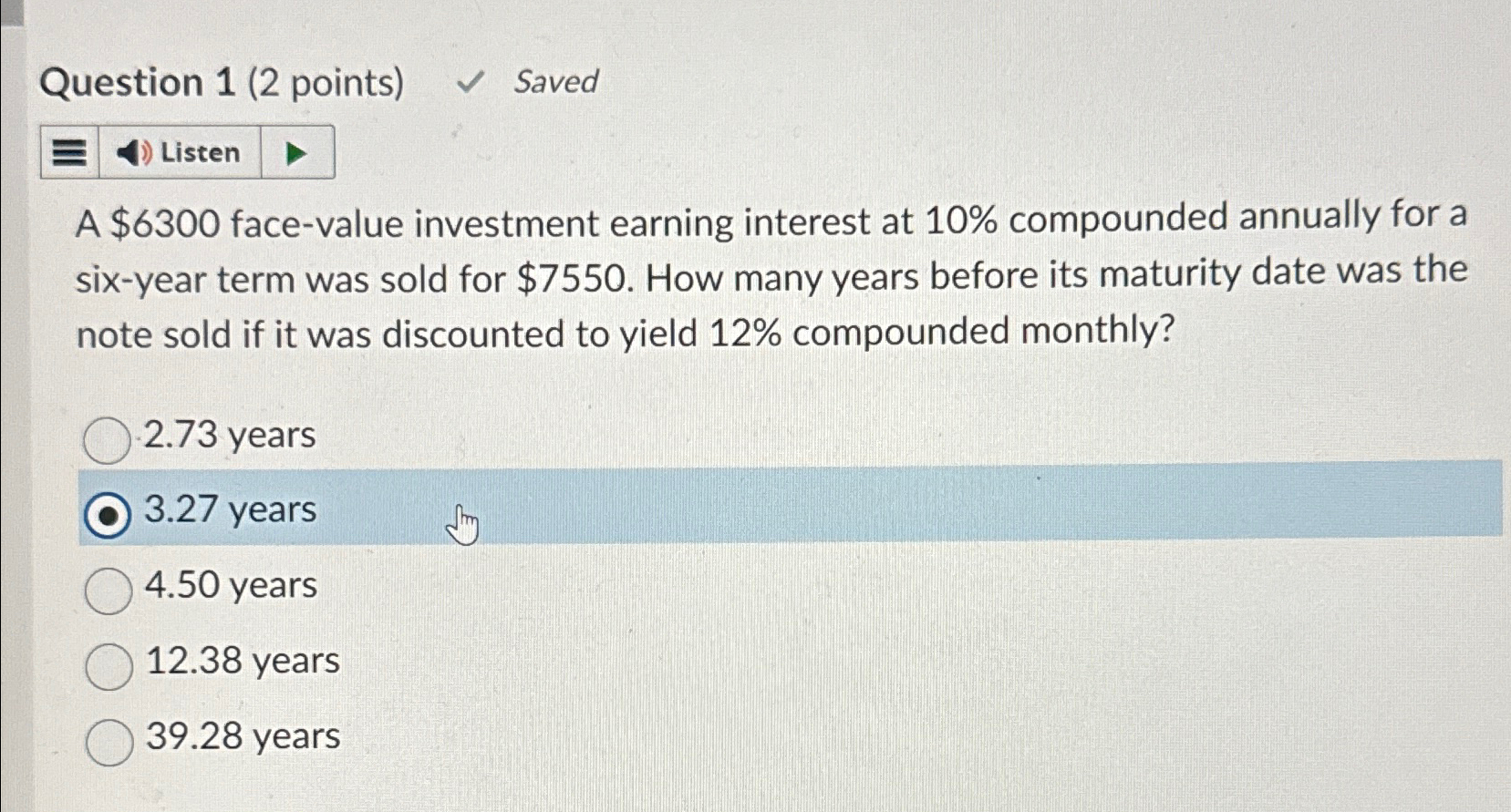 Solved Question 1 (2 ﻿points) ﻿Saved A $6300 ﻿face-value | Chegg.com