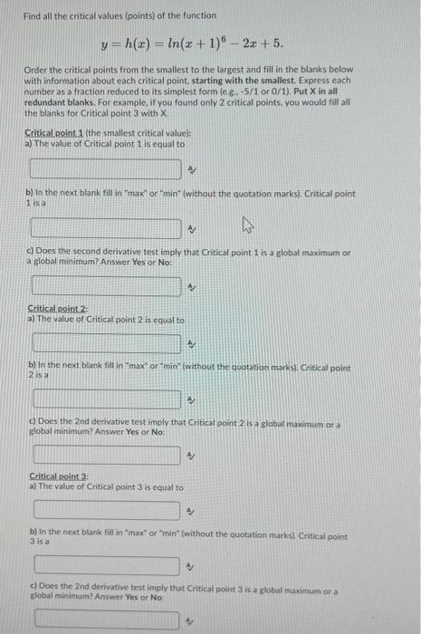 Solved Find all the critical values (points) of the function | Chegg.com