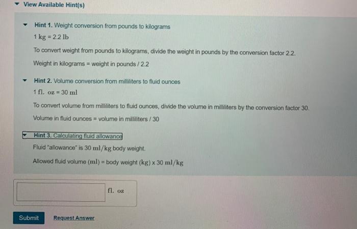 Solved Part A. Calculating Fluid Intake for a Patient with | Chegg.com