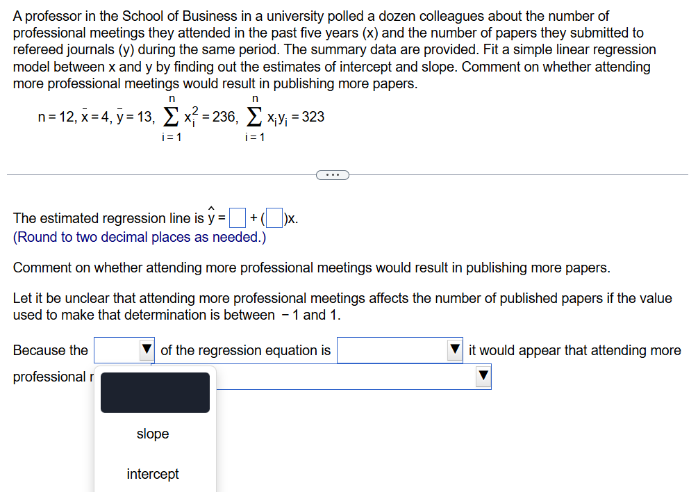 Solved The estimated regression line is | Chegg.com