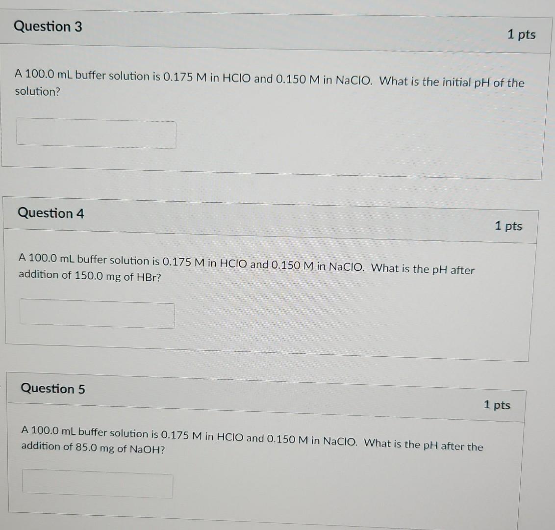 Solved A 100.0 mL buffer solution is 0.175M in HClO and | Chegg.com