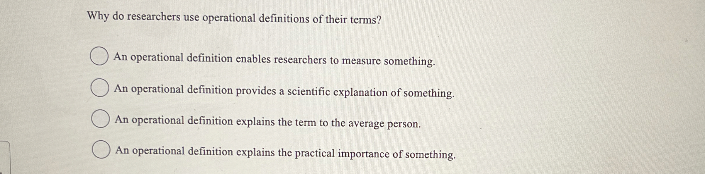 Solved Why do researchers use operational definitions of | Chegg.com