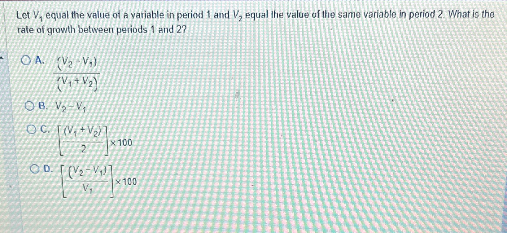Solved Let V1 ﻿equal the value of a variable in period 1 | Chegg.com