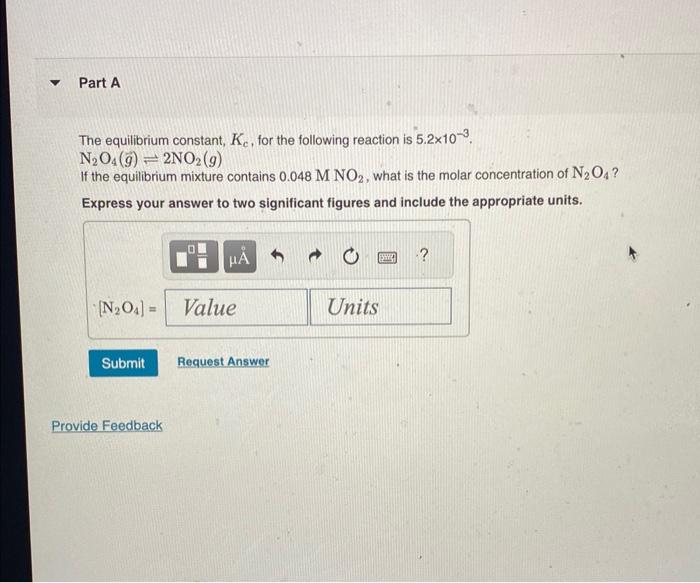 Solved The equilibrium constant, Kc, for the following | Chegg.com