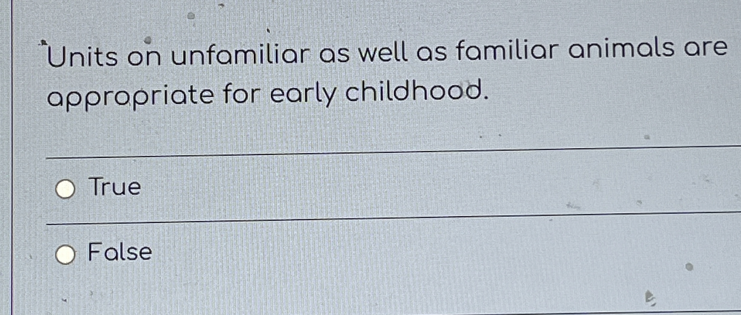 Solved Units on unfamiliar as well as familiar animals are | Chegg.com