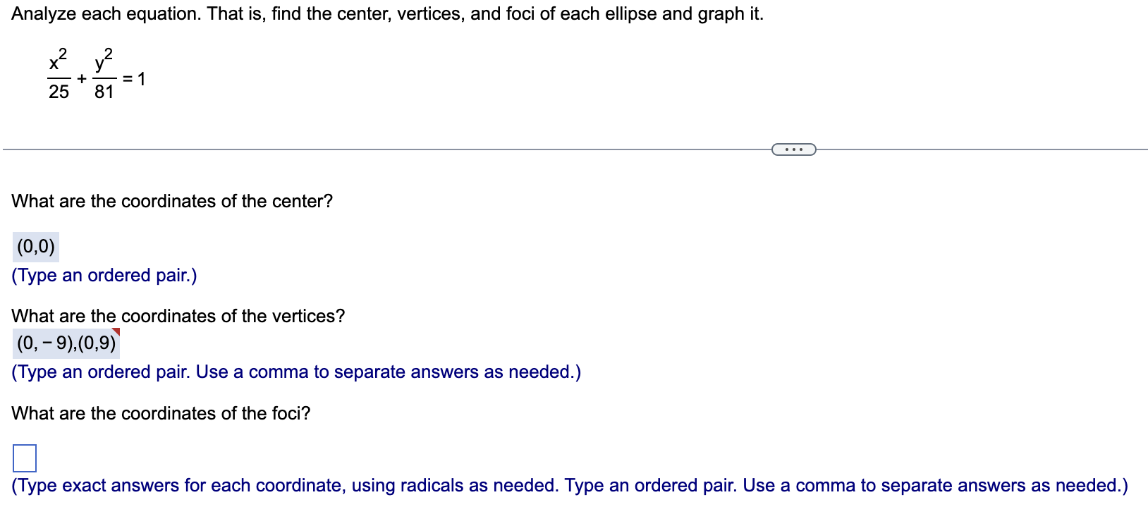 Solved Analyze each equation. That is, ﻿find the center, | Chegg.com