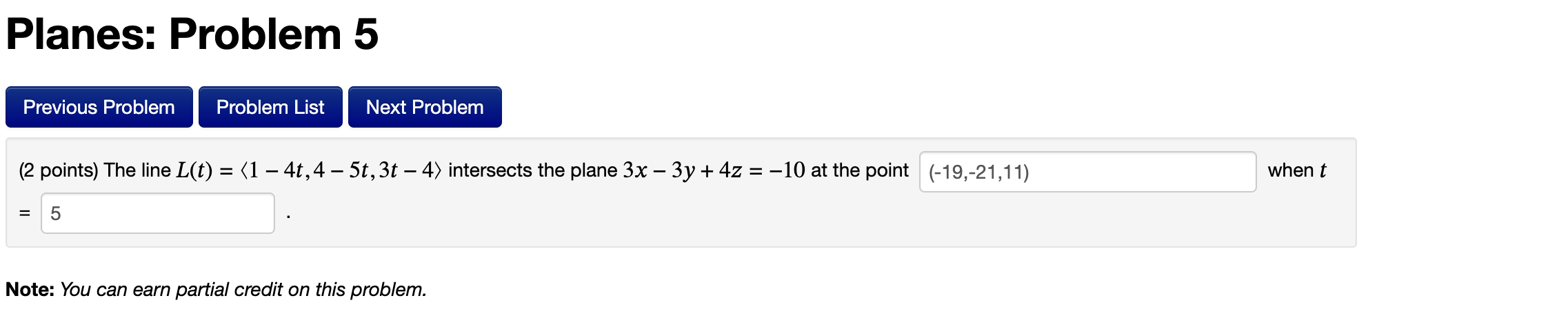 Solved (2 ﻿points) ﻿The line L(t)=(:1-4t,4-5t,3t-4:) | Chegg.com