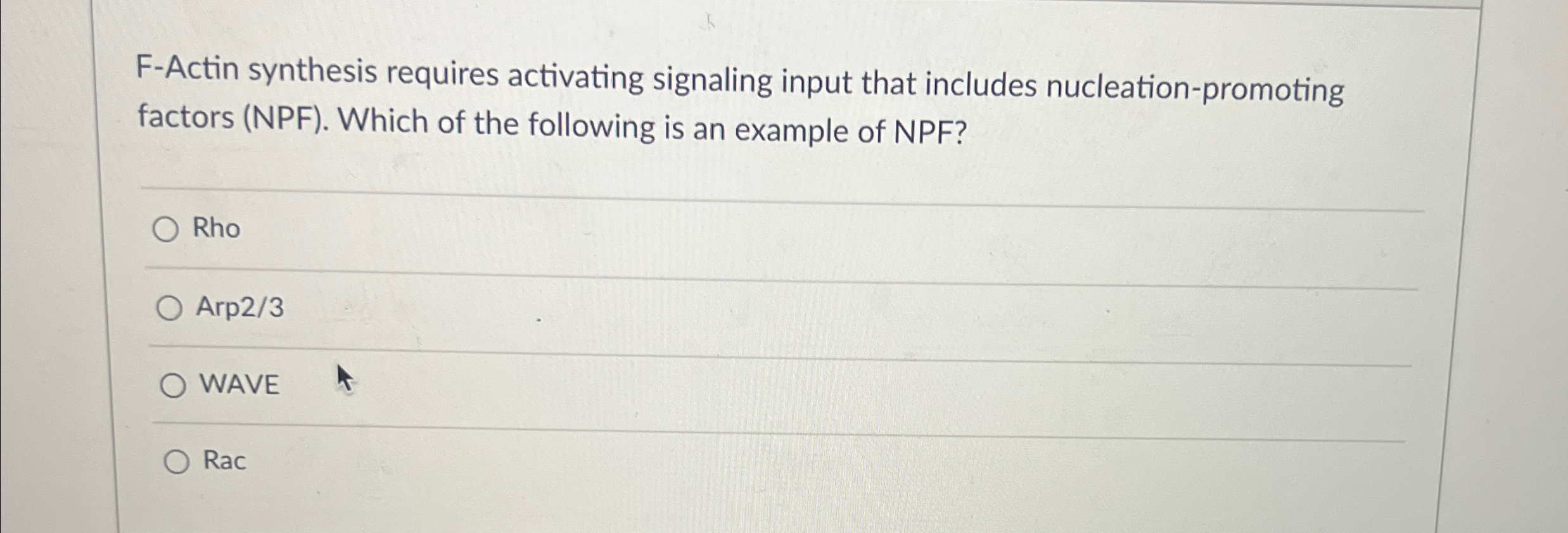 Solved F-Actin synthesis requires activating signaling input | Chegg.com