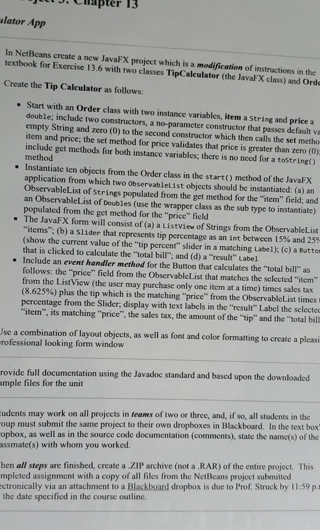 Solved ter 13 ulator App In NetBeans create a new JavaFX | Chegg.com