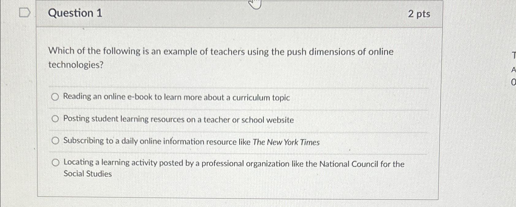 Solved Question 12 ﻿ptsWhich of the following is an example | Chegg.com