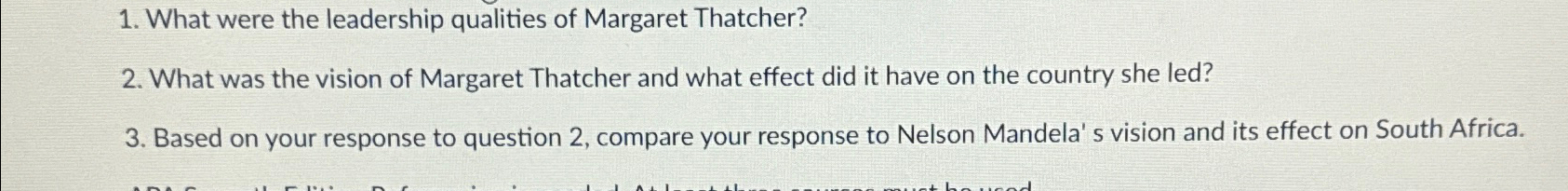 Solved What were the leadership qualities of Margaret | Chegg.com