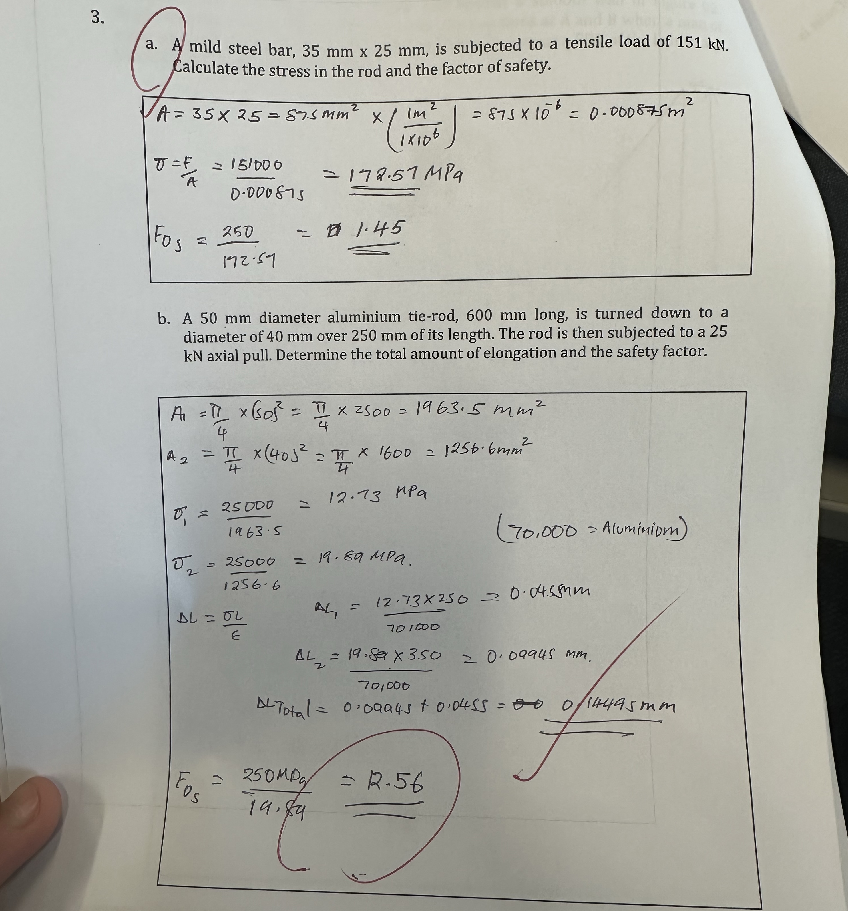 Solved a. ﻿A mild steel bar, 35mm×25mm, ﻿is subjected to a | Chegg.com