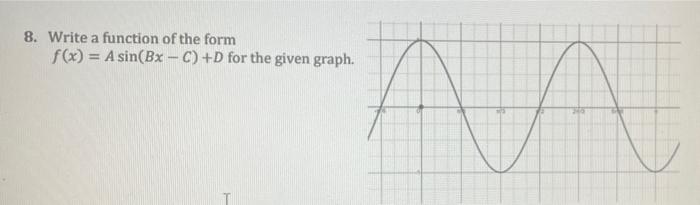 Solved 8. Write a function of the form f(x) = A sin(Bx - C) | Chegg.com