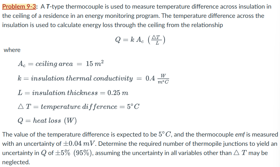Solved Problem 9-3: A T-type thermocouple is used to measure | Chegg.com