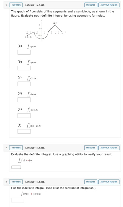 Solved 6 POINTS LARCALC114.3.07 MY NOTES ASK YOUR TEACHER | Chegg.com