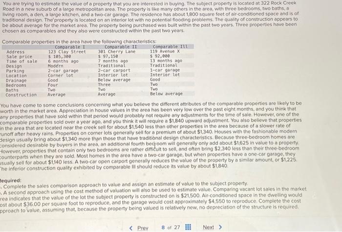 Solved You are trying to estimate the value of a property | Chegg.com