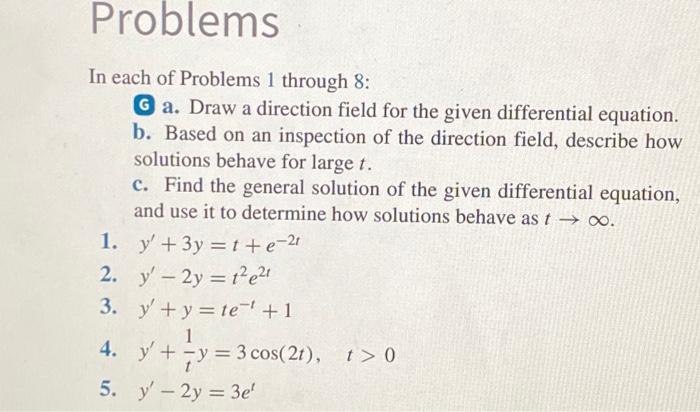 Solved Problems In each of Problems 1 through 8: Ga. Draw a | Chegg.com