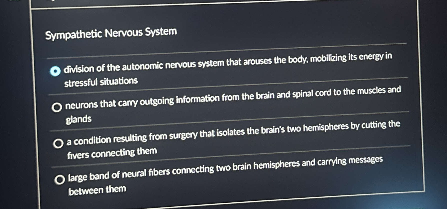 Solved Sympathetic Nervous Systemdivision of the autonomic | Chegg.com