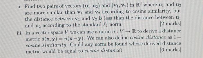 Solved ii. Find two pairs of vectors (u1,u2) and (v1,v2) in | Chegg.com