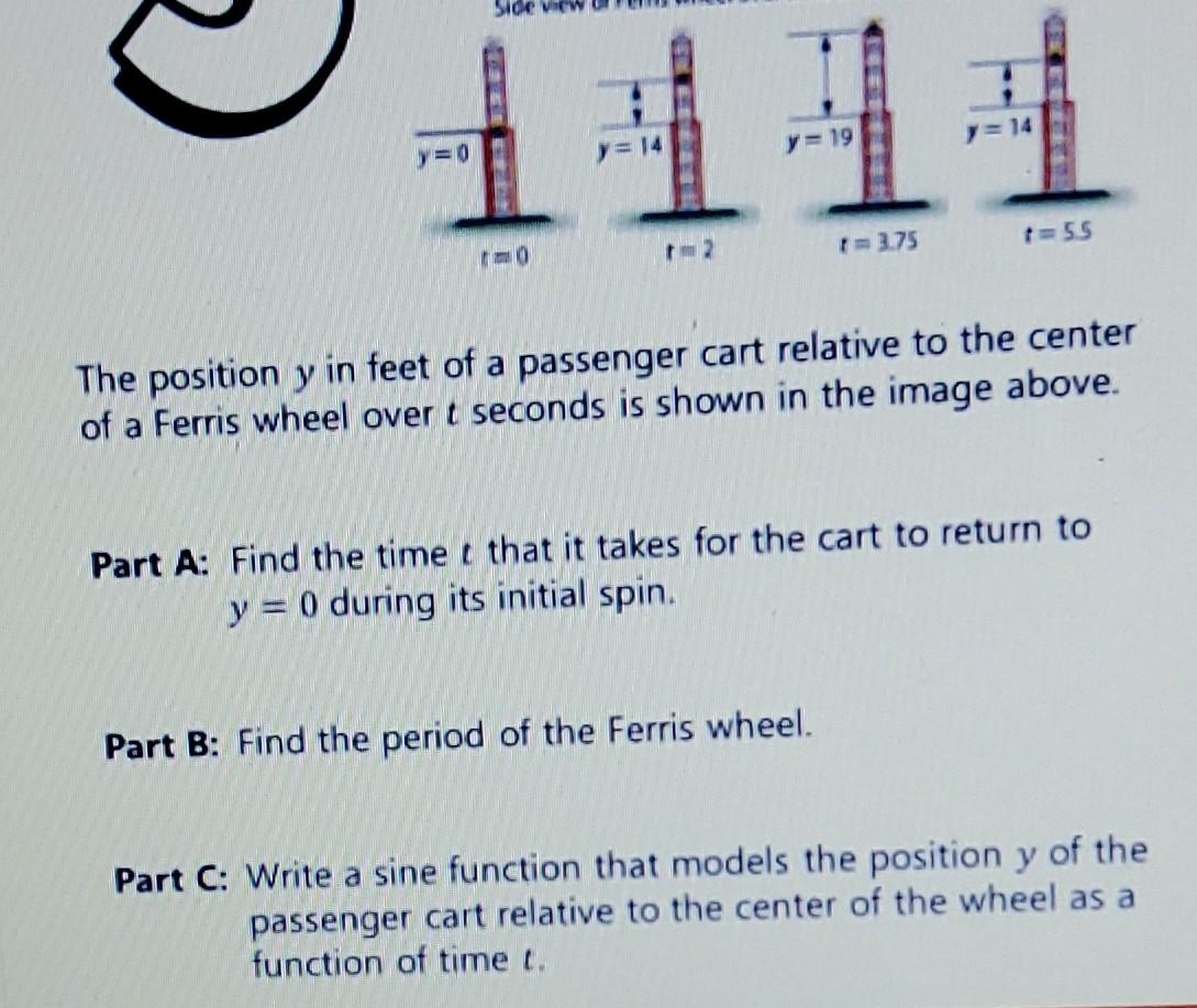The position y in feet of a passenger cart relative | Chegg.com