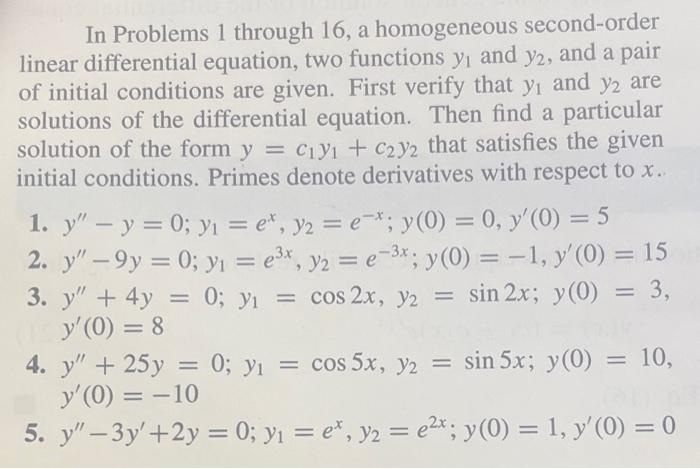 Solved In Problems 1 through 16, a homogeneous second-order | Chegg.com