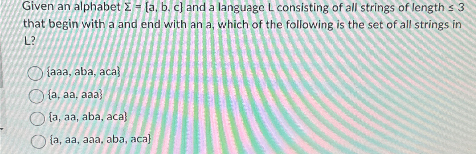 Solved Given an alphabet Σ={a,b,c} ﻿and a language L | Chegg.com