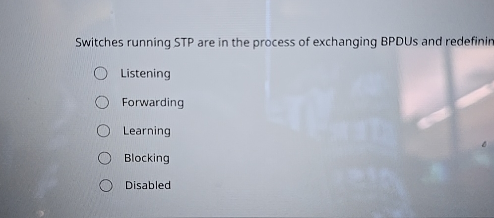 Solved Switches running STP are in the process of exchanging | Chegg.com