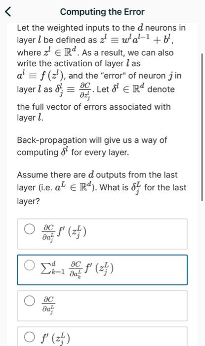 One of the key steps for training multi-layer neural | Chegg.com