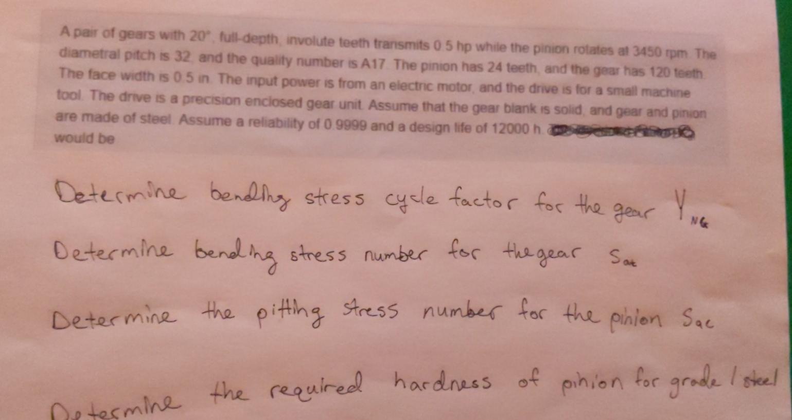 A pair of gears with 20" full-depth involute teeth | Chegg.com