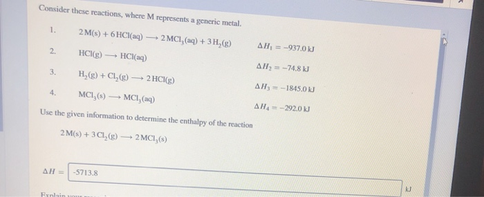 Solved Consider these reactions, where M represents a | Chegg.com