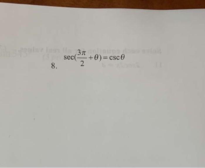 Solved sec(23π+θ)=cscθ | Chegg.com