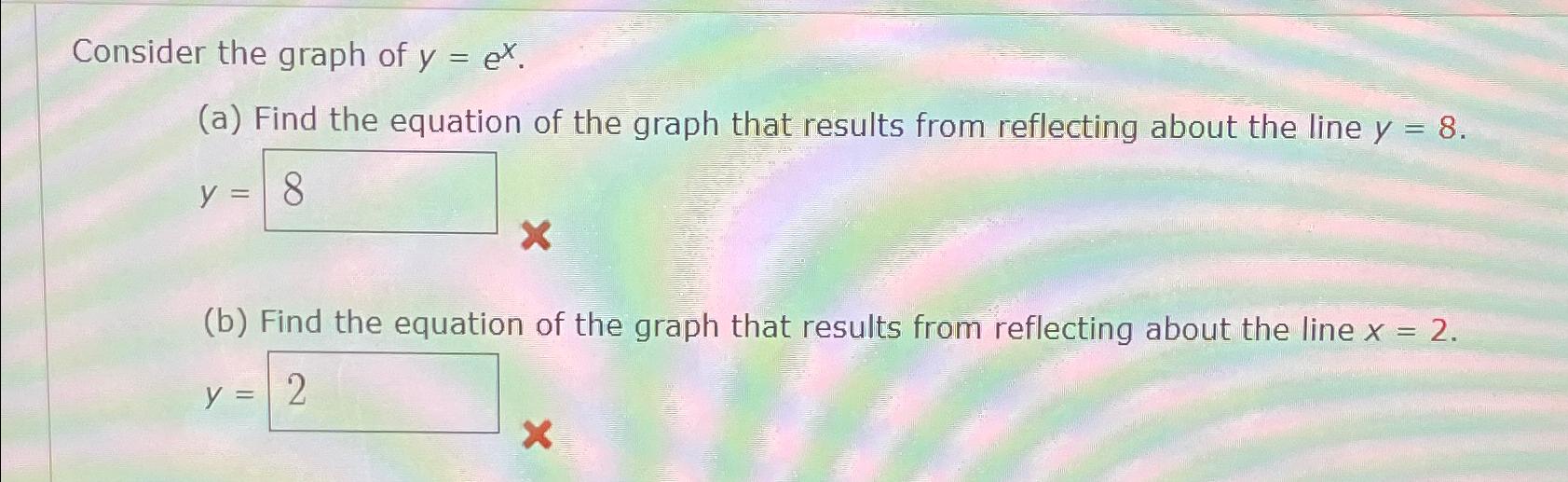Solved Consider the graph of y=ex.(a) ﻿Find the equation of | Chegg.com
