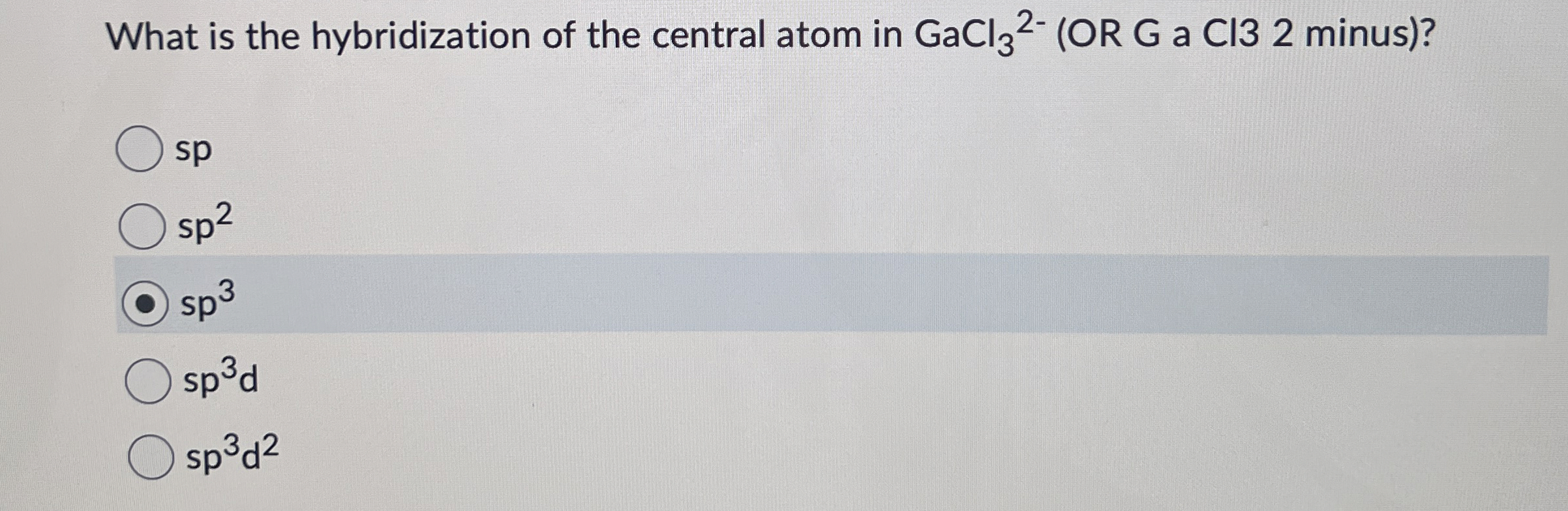 Solved What is the hybridization of the central atom in | Chegg.com