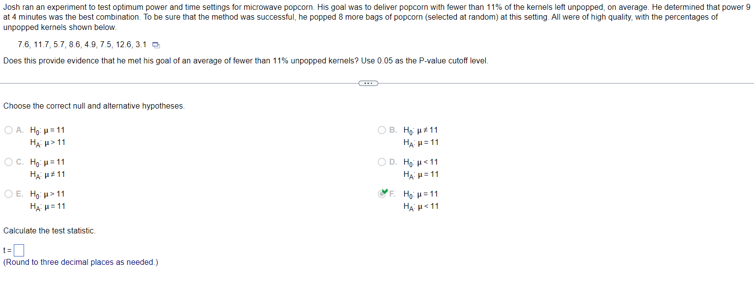 Calulate the T value and P score. Thank You.unpopped | Chegg.com Calulate the T value and P score. Thank You.unpopped | Chegg.com