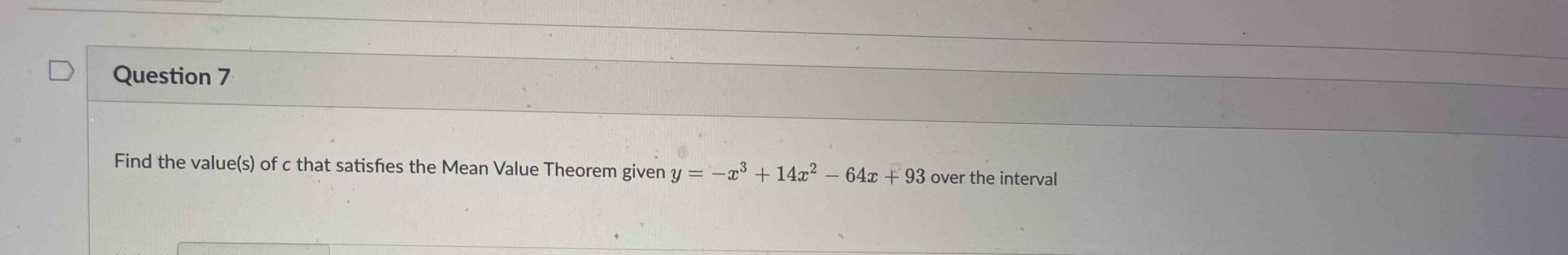 Solved Question 7Find the value(s) ﻿of c ﻿that satisfies the | Chegg.com
