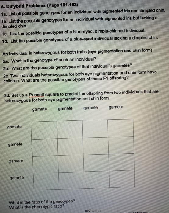 A. Dlhybrid Problems (Page 161-162) 1a. List all | Chegg.com