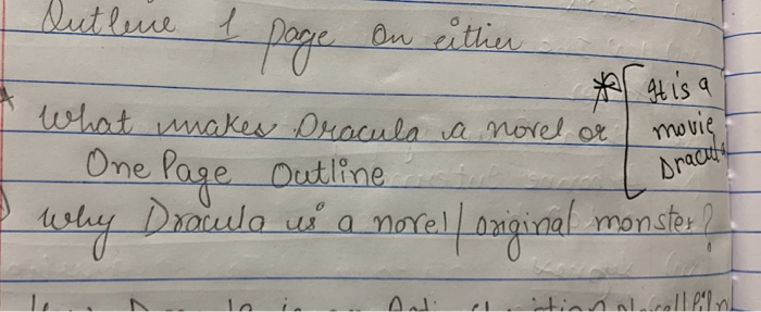 Solved Outline 1 page On either What makes Dracula a novel | Chegg.com
