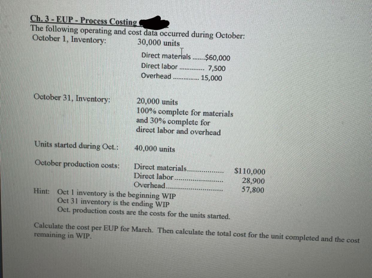 Solved Understanding Equivalent Units of Production | Chegg.com