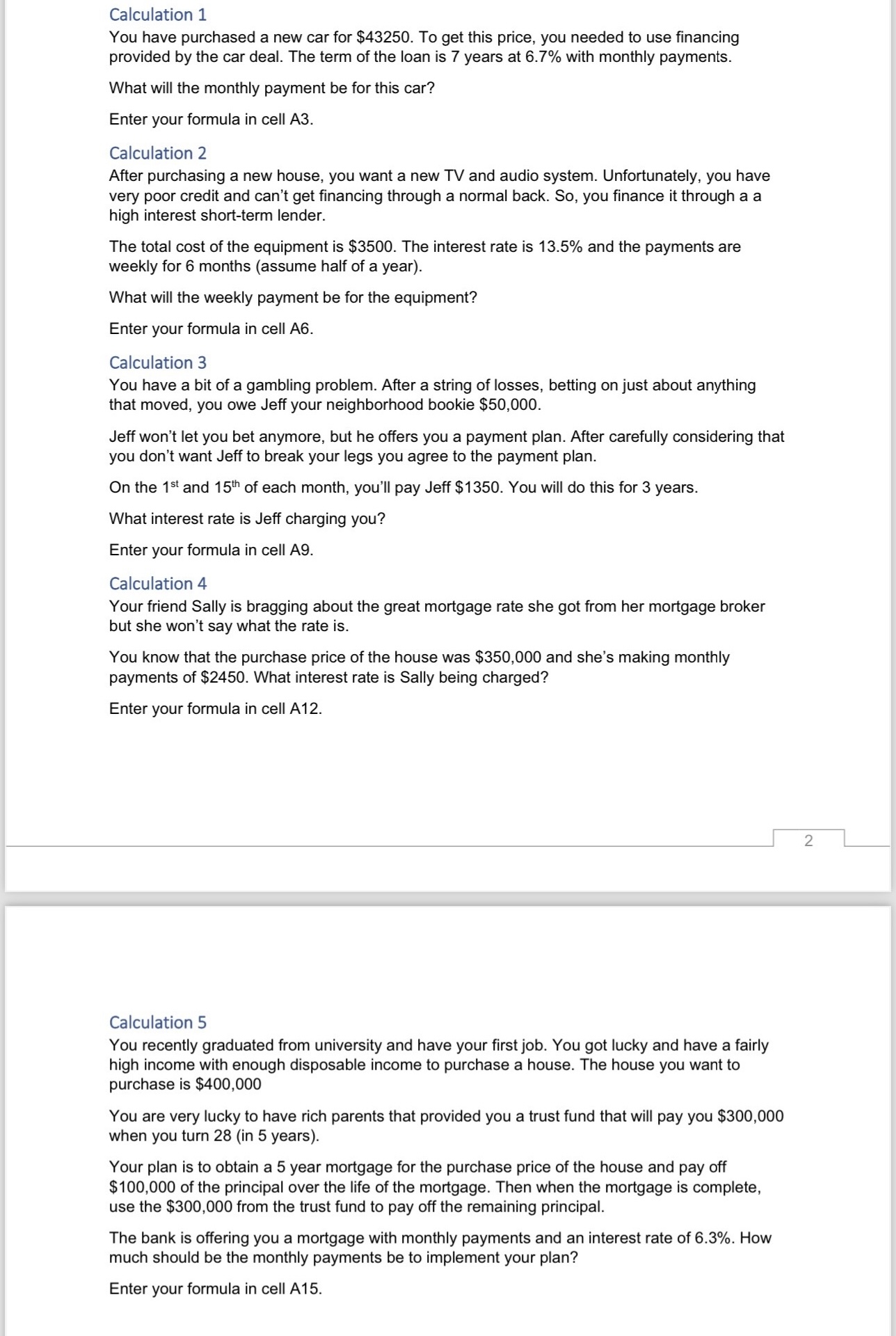 Solved Calculation 1 ﻿Please show all workings. This is | Chegg.com