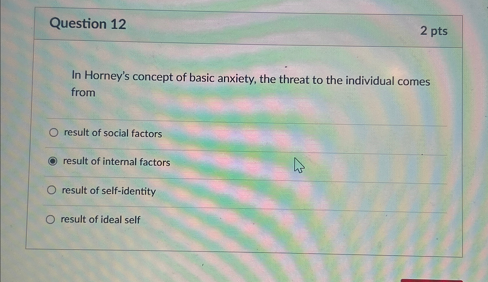 Solved Question 122 ﻿ptsIn Horney's concept of basic | Chegg.com